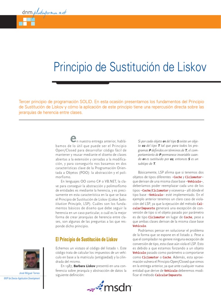 Principio de Sustitución de Liskov | PDF | Objeto (informática ...