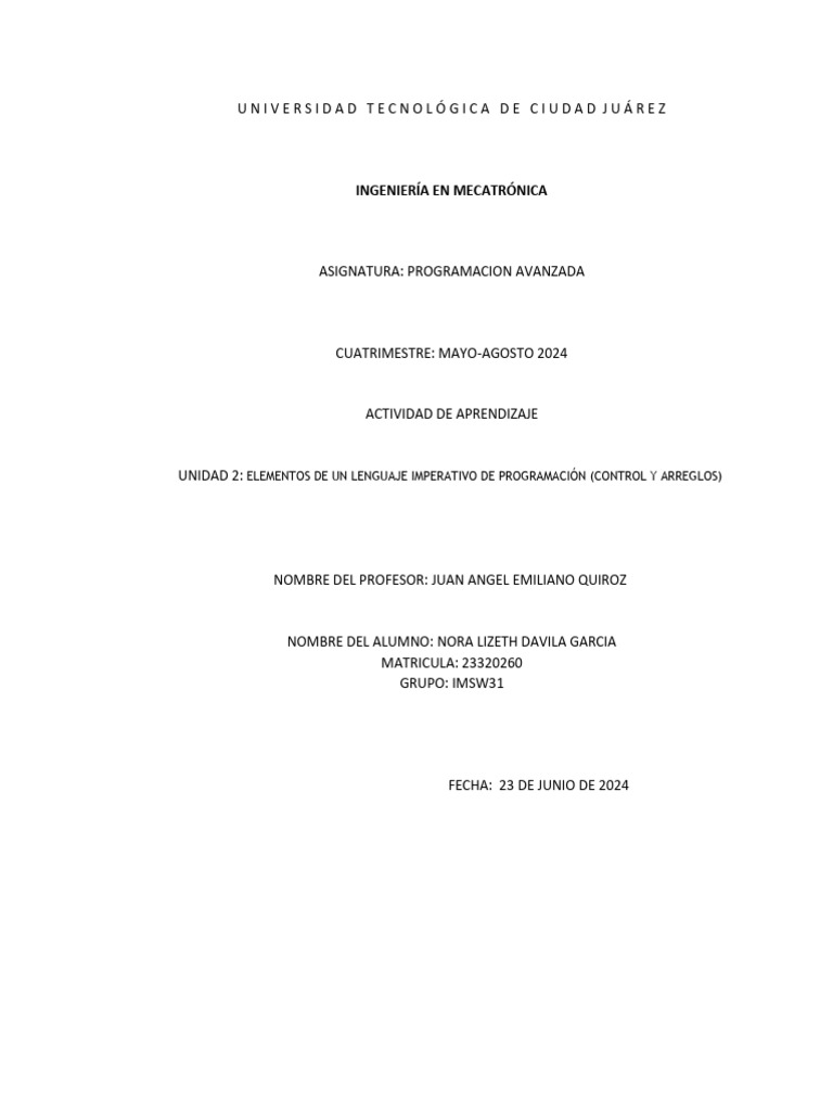 Act U2 | PDF | Programación de computadoras | Ingeniería Informática