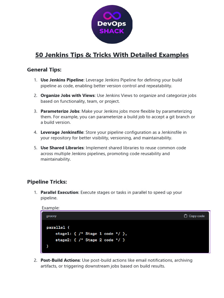 50 Jenkins Tips & Tricks With Detailed Examples | PDF | Version Control ...