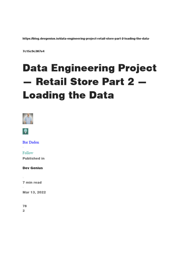 Retail Store Part2 Data Engg Project | PDF | Table (Database) | Databases