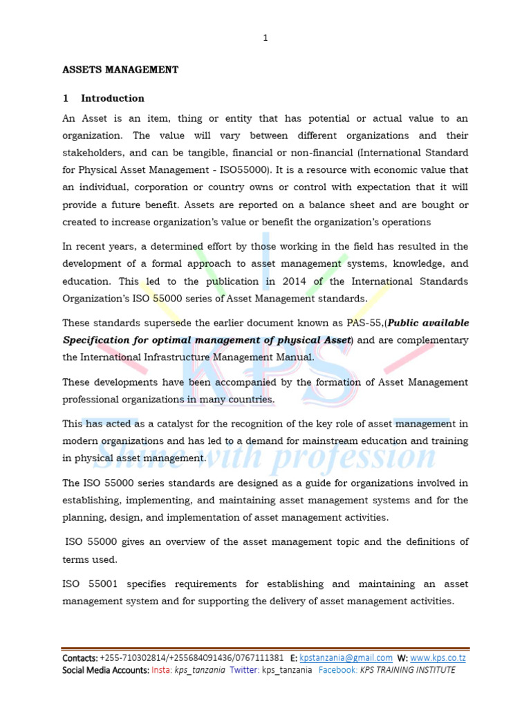 Introduction To Asset Magt | PDF | Asset Management | Life Cycle Assessment