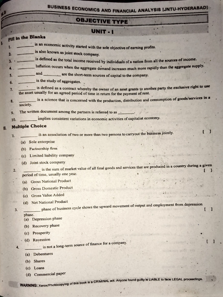 Befa Objectives All Units | PDF | Economies | Financial Economics
