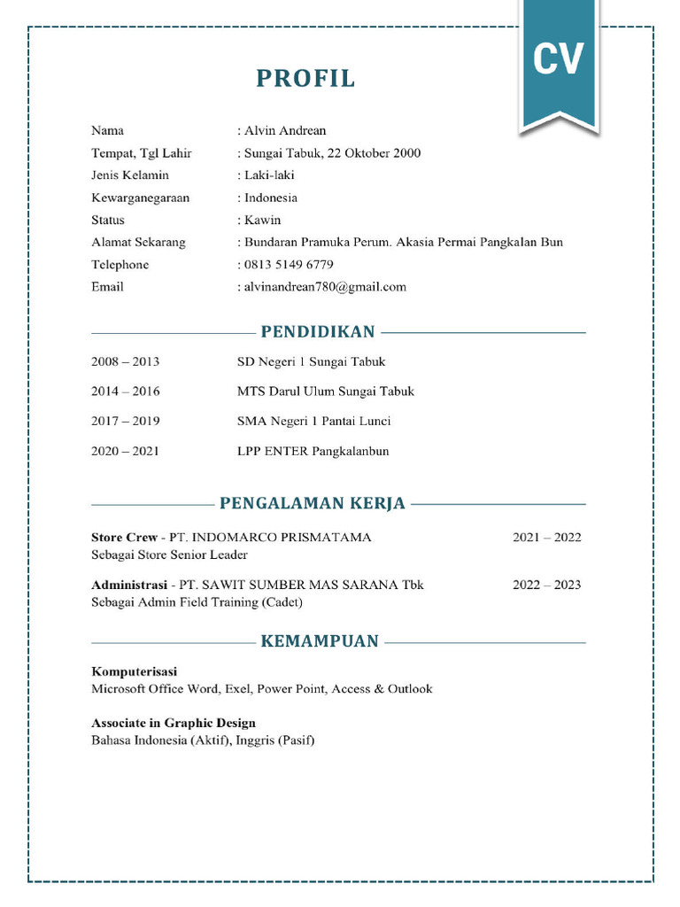 Alvin Andrean - CV PDF | PDF
