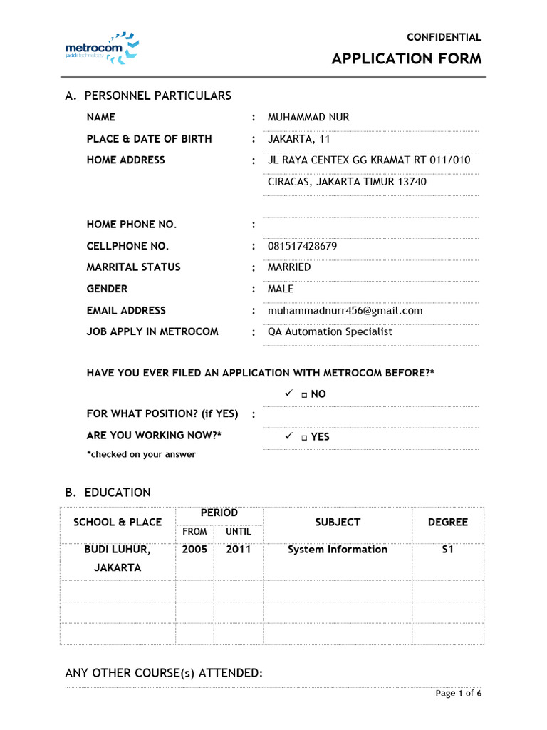 Form Application MJT (1) | PDF | Cyberspace