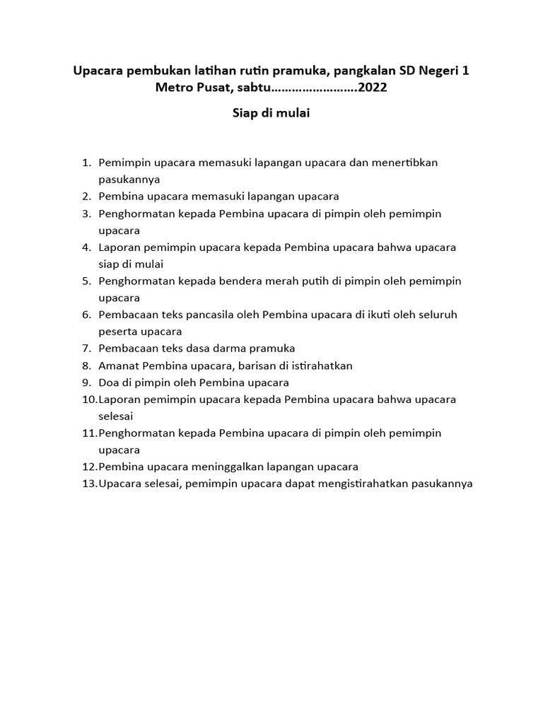 Teks Upacara Pramuka | PDF | Karier & Perkembangan