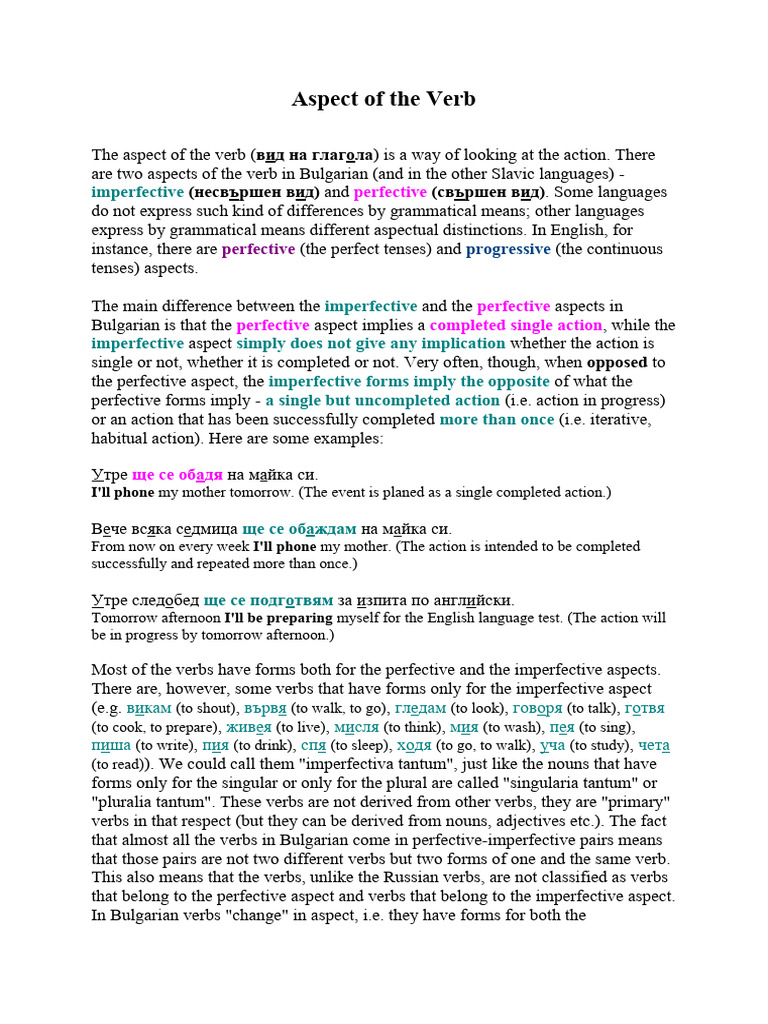 Aspect of The Verb | PDF | Linguistics | Grammar
