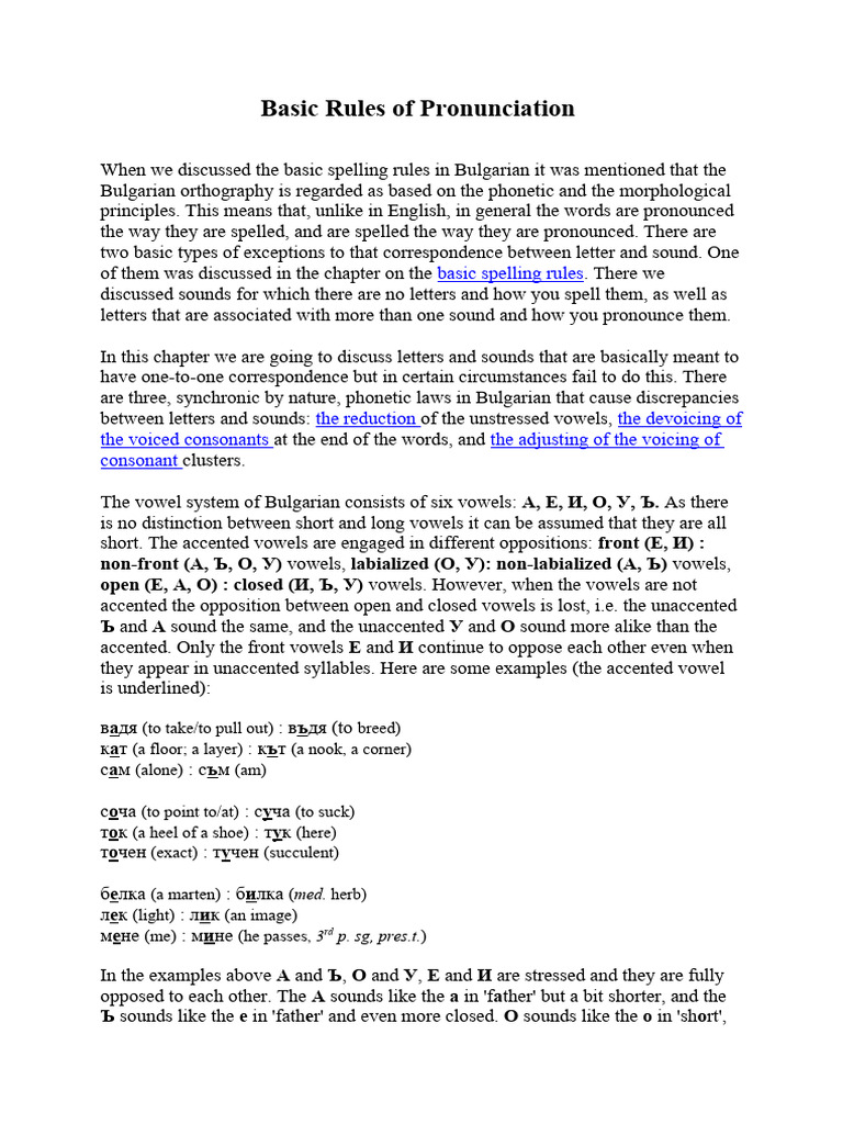 Basic Rules of Pronunciation | PDF | Vowel | Consonant