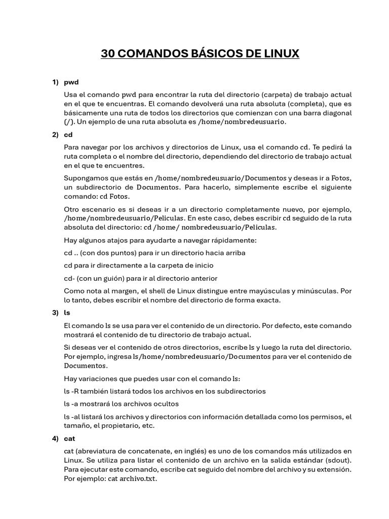 30 comandos básicos de Linux | PDF | Archivo de computadora ...
