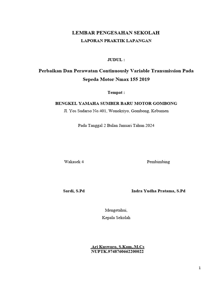 B - Lembar Pengesahan Sekolah | PDF | Karier & Perkembangan | Bisnis