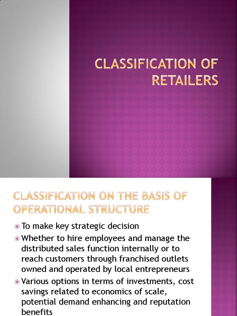 Classification of Retailers | PDF | Franchising | Retail