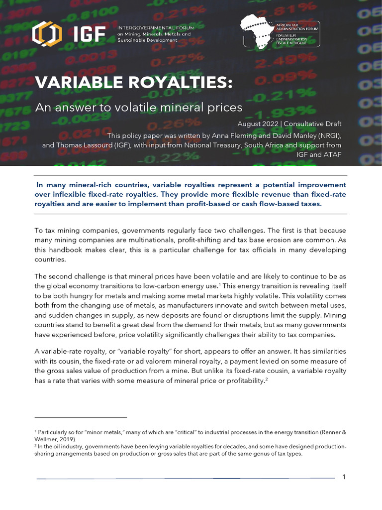 VARIABLE ROYALTIES An Answer To Volatile Mineral Prices | PDF | Taxes ...