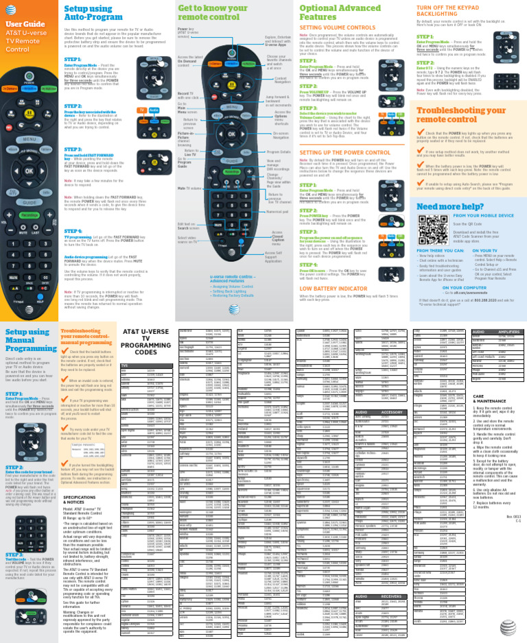 S-20 U-Verse Remote User Guide | PDF | Television | Set Top Box