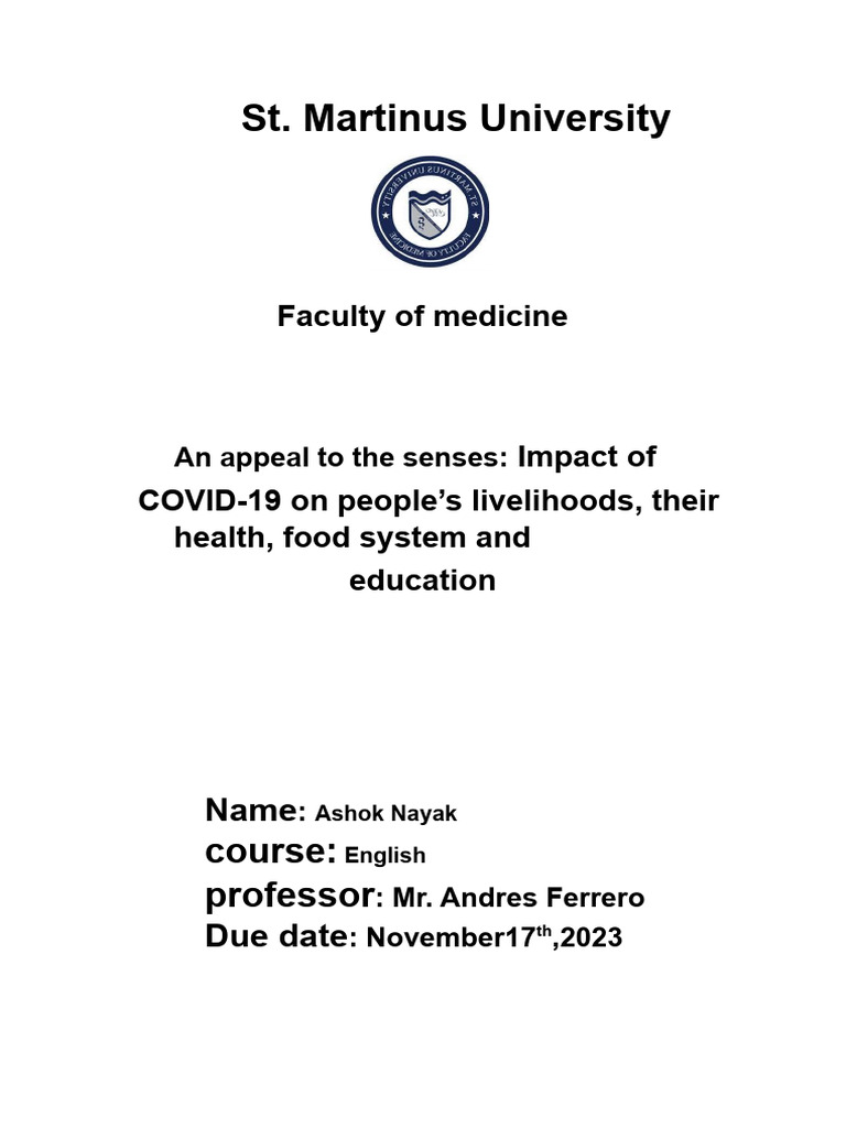 ENGLISH ESSAY Imapact of Covid-19 | PDF | Food Security | Virus