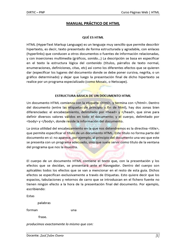Manual Práctico de HTML | PDF | HTML | Hipertexto