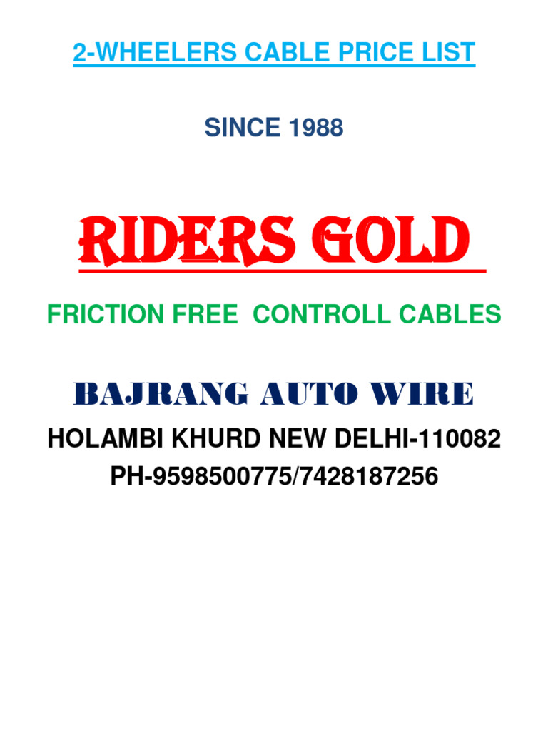 Riders Gold Price List | PDF | Manufactured Goods | Automotive Technologies