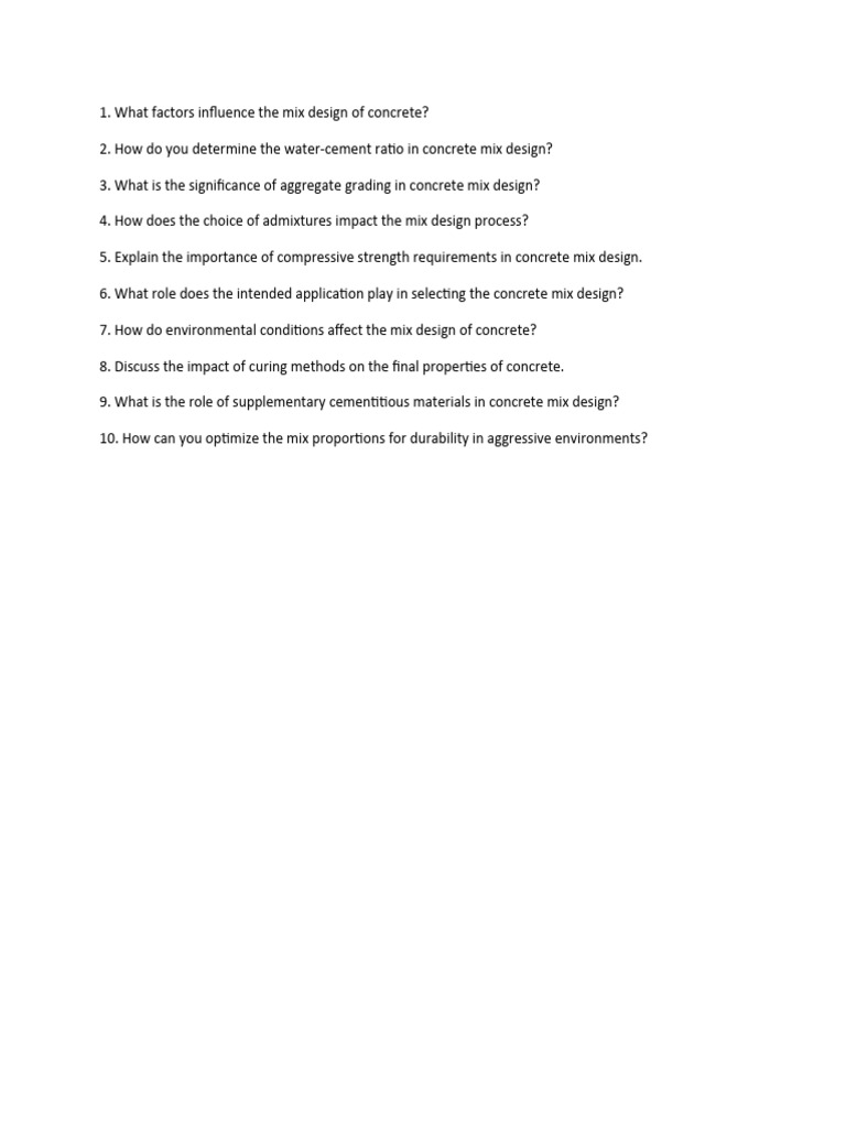 Mix Design Questions | PDF