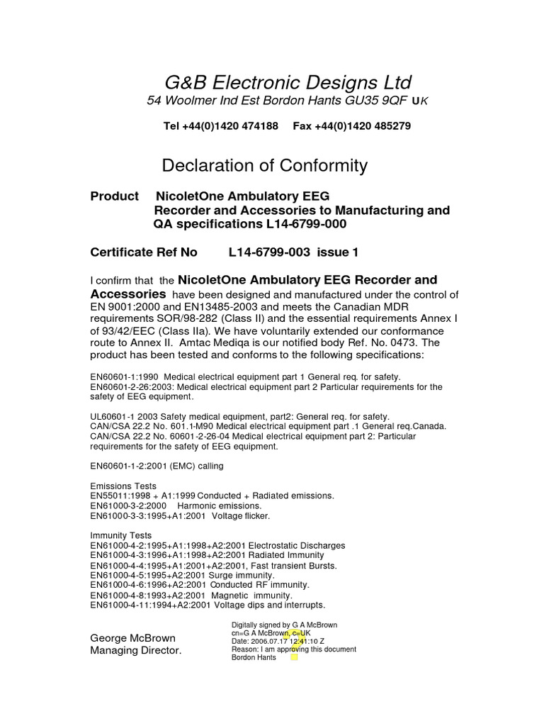 NicoletOne Declaration L14-6799-003_1 | PDF