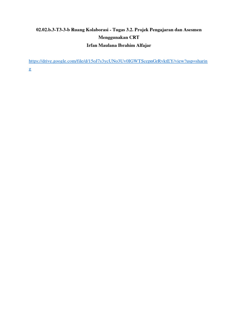 02.02.b.3-T3-3-b Ruang Kolaborasi - Tugas 3.2. Projek Pengajaran Dan Asesmen Menggunakan CRT | PDF