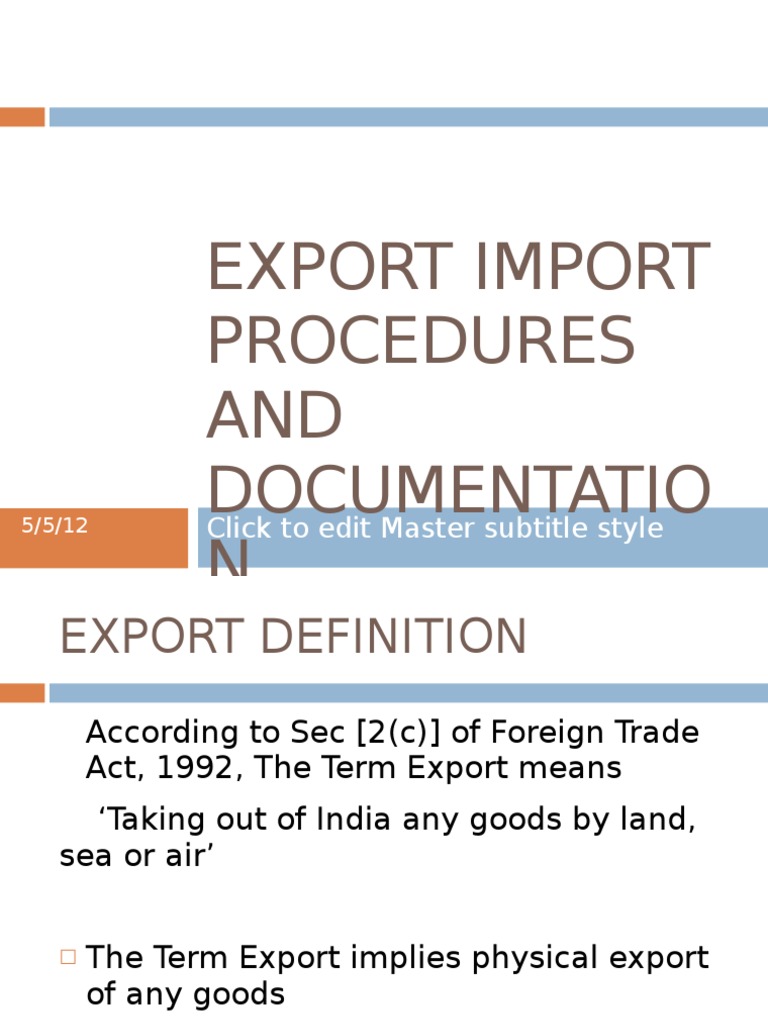 Export Import Procedures and Documentation | PDF | Finance & Money ...