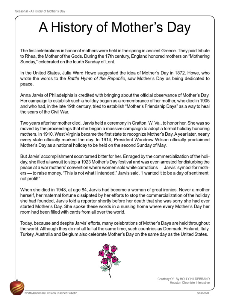 A History of Mother's Day | PDF | Observances
