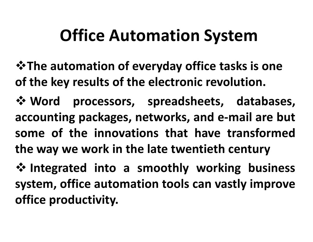 Office Automation System | PDF | Automation | Spreadsheet