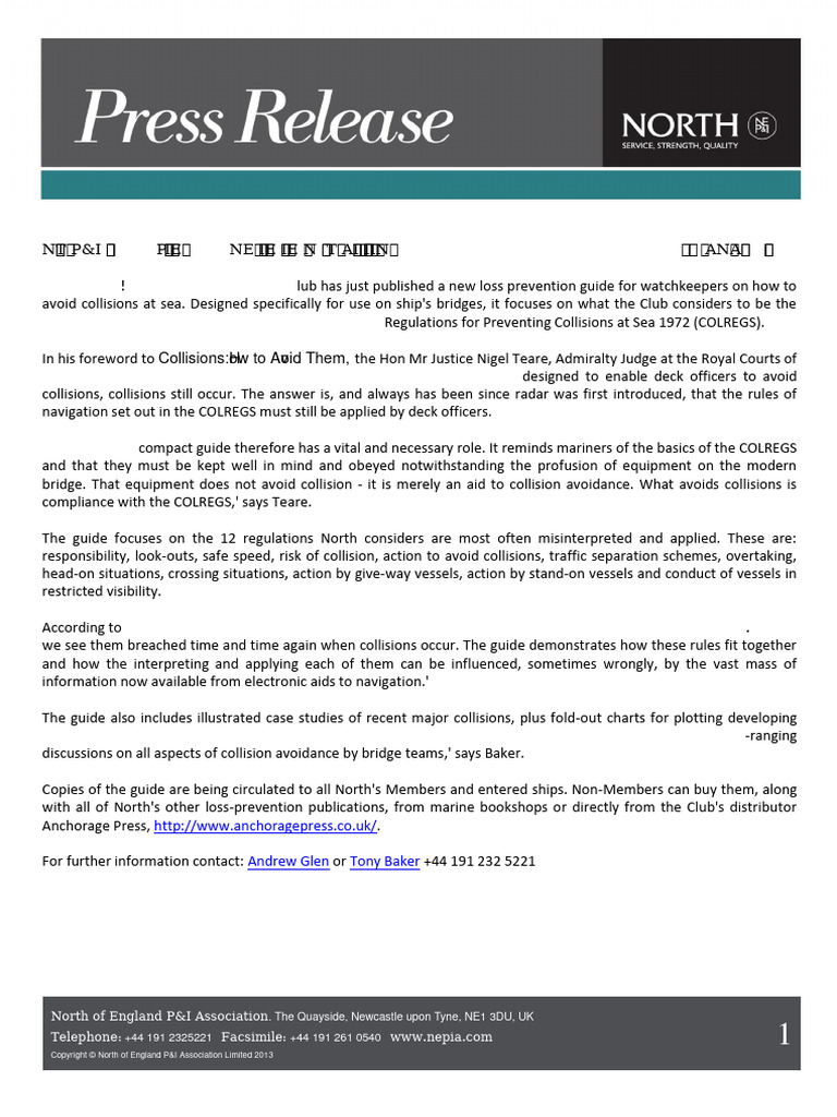 PR North Pi Club Publishes New Bridge Guide On How To Avoid Collisions ...