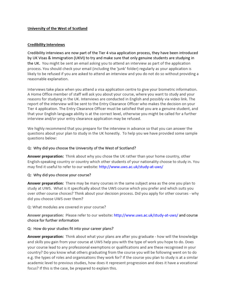 Credibility Interview Guidance | PDF | Cost Of Living | Fee