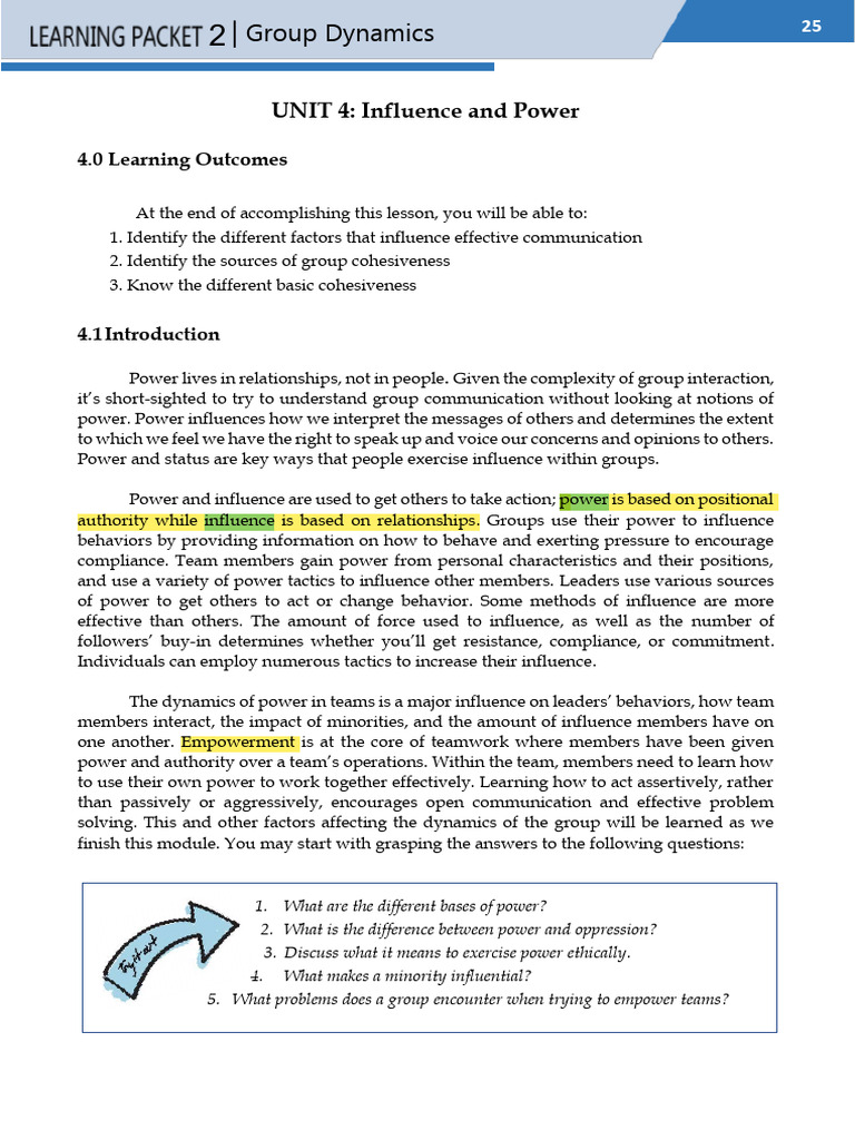 LP 2.1 in Group Dynamics 21 22 | PDF | Conformity | Power (Social And ...