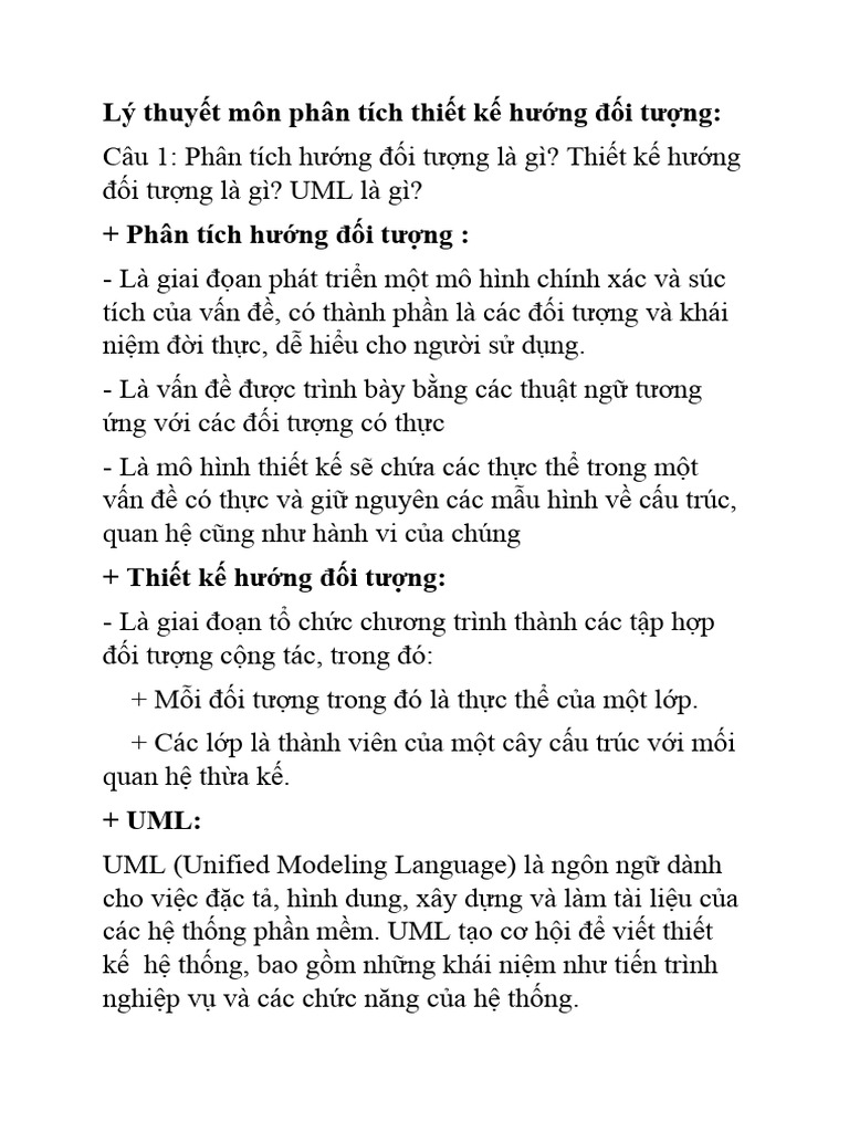 Ôn Tập Lý Thuyết OOAD 1 | PDF