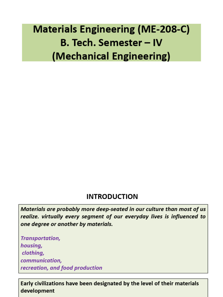 Introduction To Material Engineering | PDF | Materials Science ...