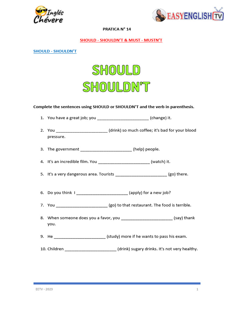 English Modal Verbs Practice Guide | PDF