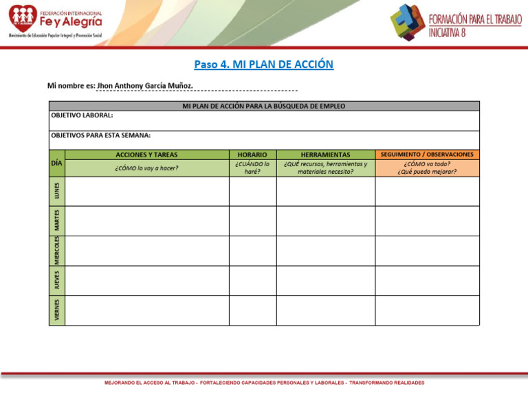 2 Plantilla - Mi Plan de Accion - VF | PDF