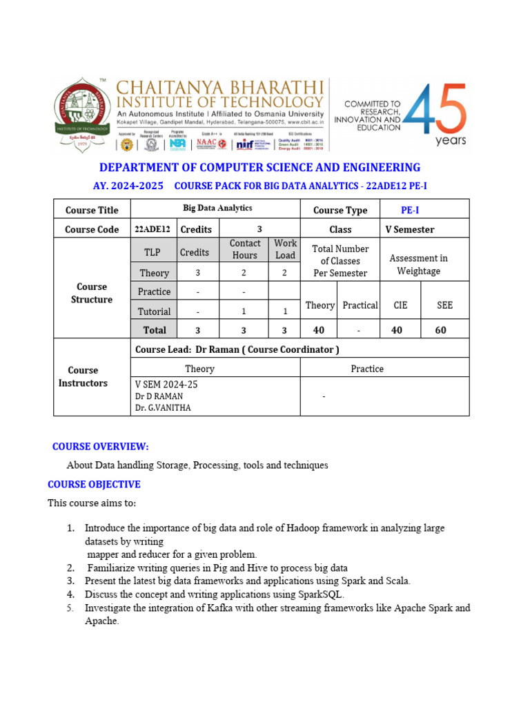 Course Pack BDA | PDF | Apache Spark | Apache Hadoop
