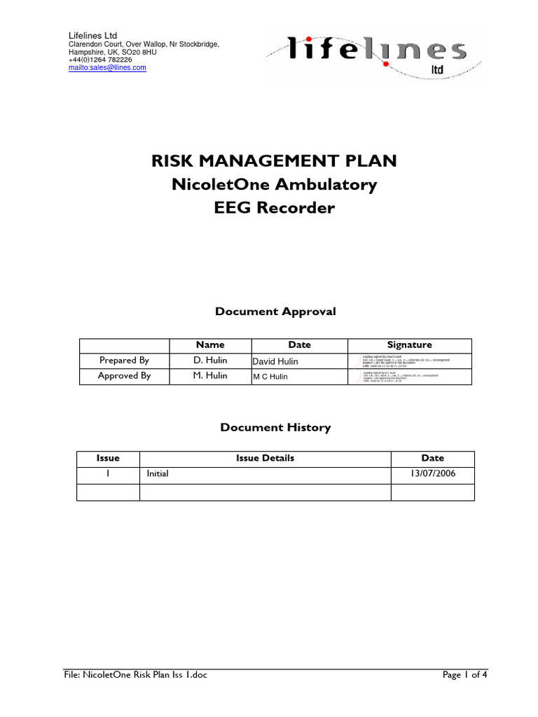 NicoletOne Risk Plan Iss 1 | PDF | Risk | Risk Management