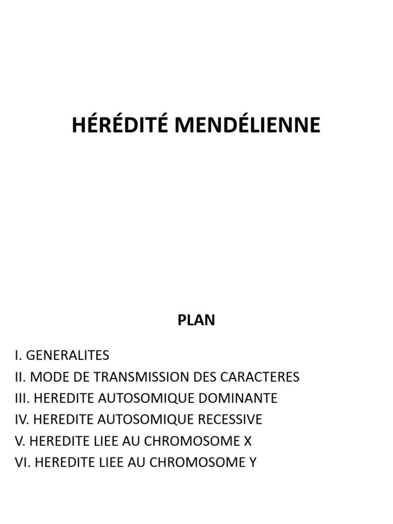 Heredite Mendelienne | PDF | Dominance (Génétique) | Hérédité