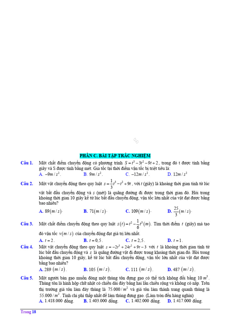 CHUYÊN ĐỀ 7. BT TRẮC NGHIỆM 4 ĐA ỨNG DỤNG THỰC TẾ KSHS | PDF