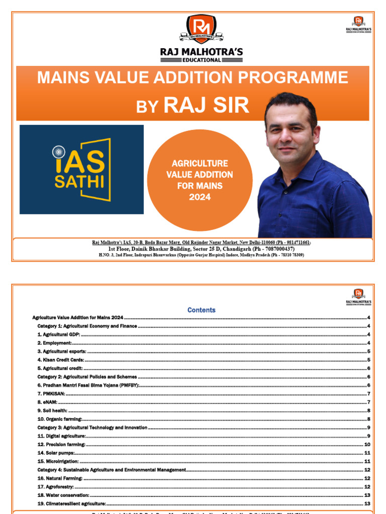Agriculture Value Addition For Mains (Mains Value Additiona Program ...