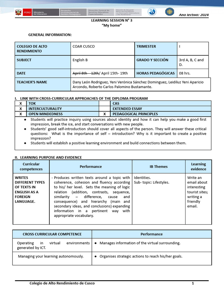 English B Learning Session: My Home | PDF | Educational Technology ...