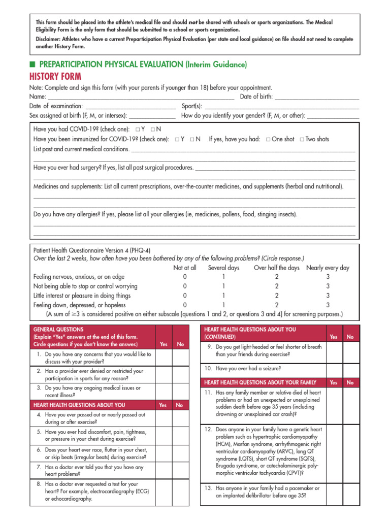Physical Evaluation Form | PDF | Clinical Medicine | Medical Specialties
