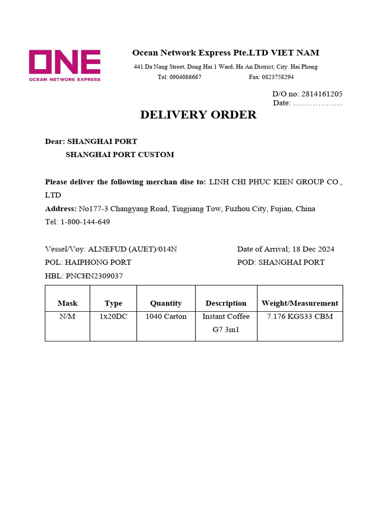 Dilivery Order | PDF