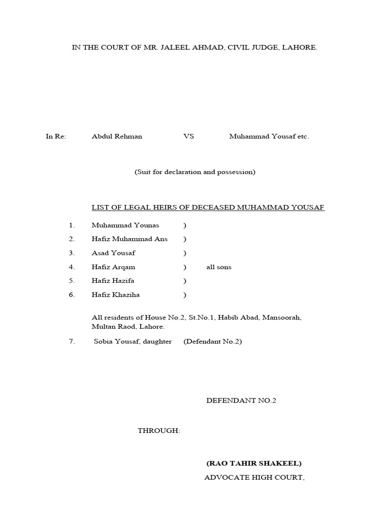 Abdul Rehmad VS Muhammad Yousaf | PDF | Lawsuit | Justice