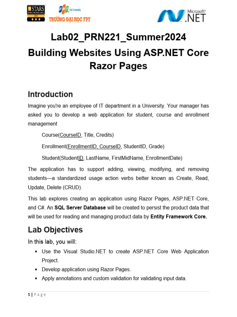 ASP.NET Core Razor Pages CRUD Guide | PDF | Entity Framework | World Wide Web