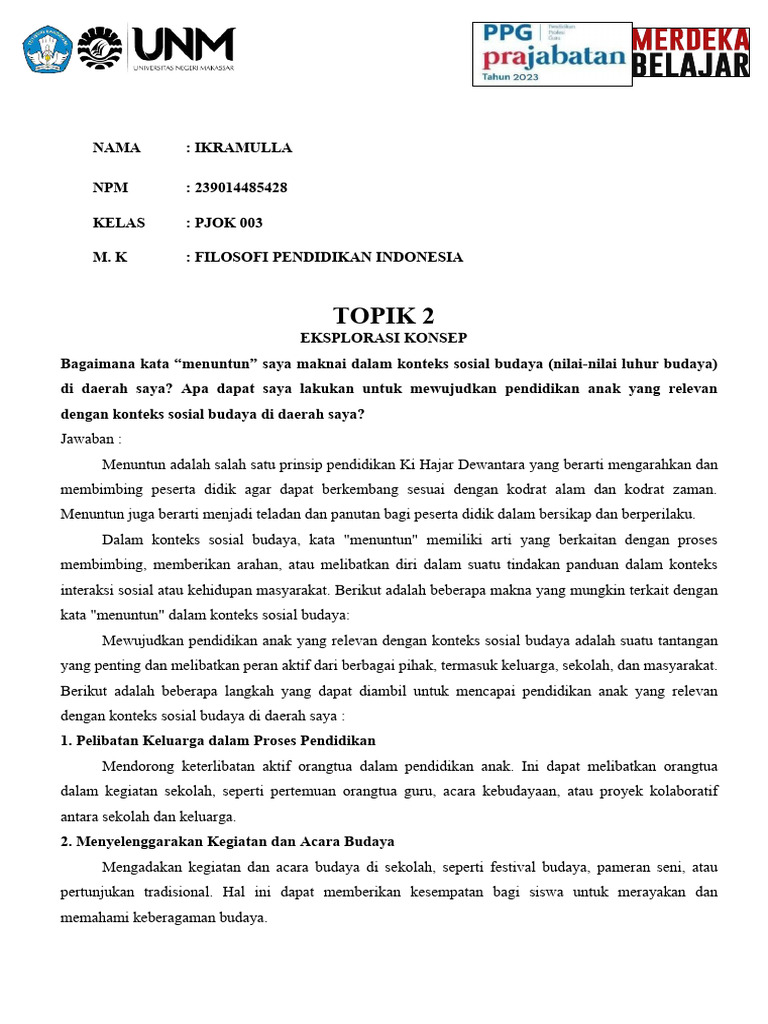EKSPLORASI KONSEP 07 Refleksi Dan Argumen Kritis Filosofi Pendidikan | PDF | Sains & Matematika