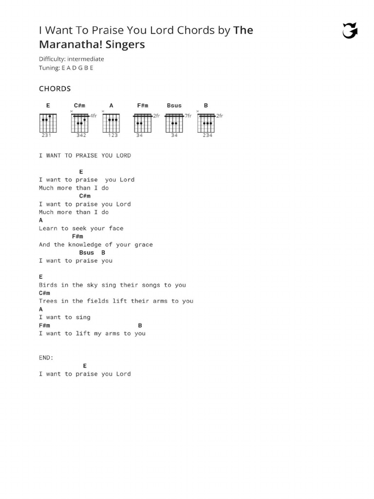 I Want To Praise You Lord Chords | PDF