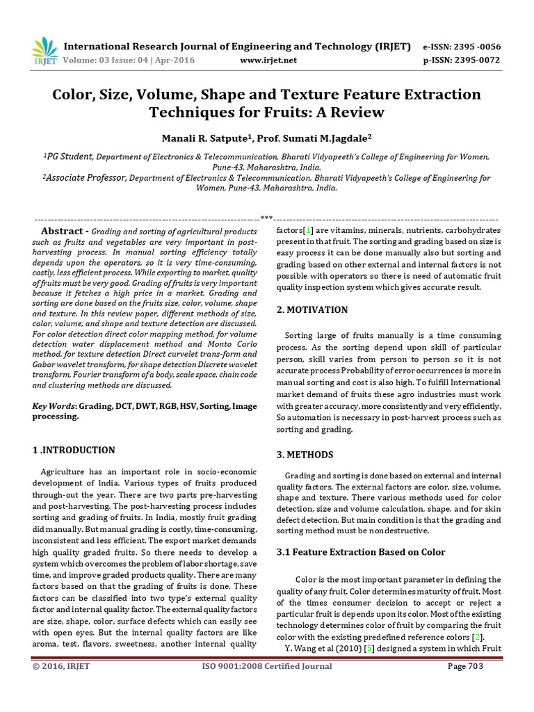 Color_Size_Volume_Shape_and_Texture_Feat | PDF | Data Compression | Wavelet