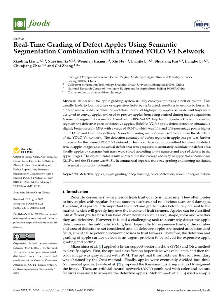 apple defect | PDF | Support Vector Machine | Computer Vision