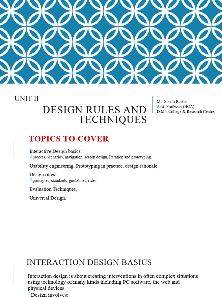 Unit Ii Design Rules And Techniques Pdf Usability Software Prototyping
