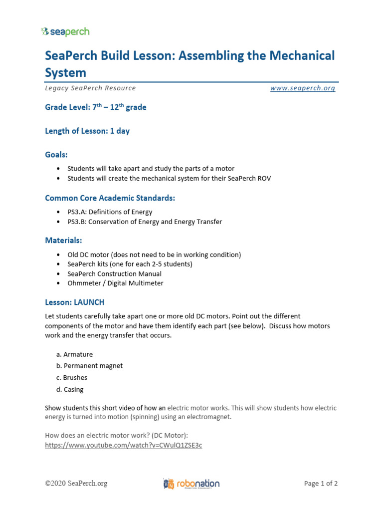 Mechanical System - Build Lesson | PDF