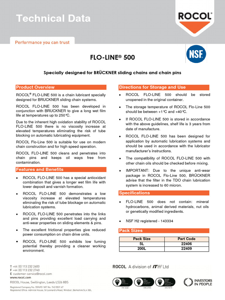 FLO-LINE-500 Technical Data Sheets | PDF | Lubricant | Viscosity