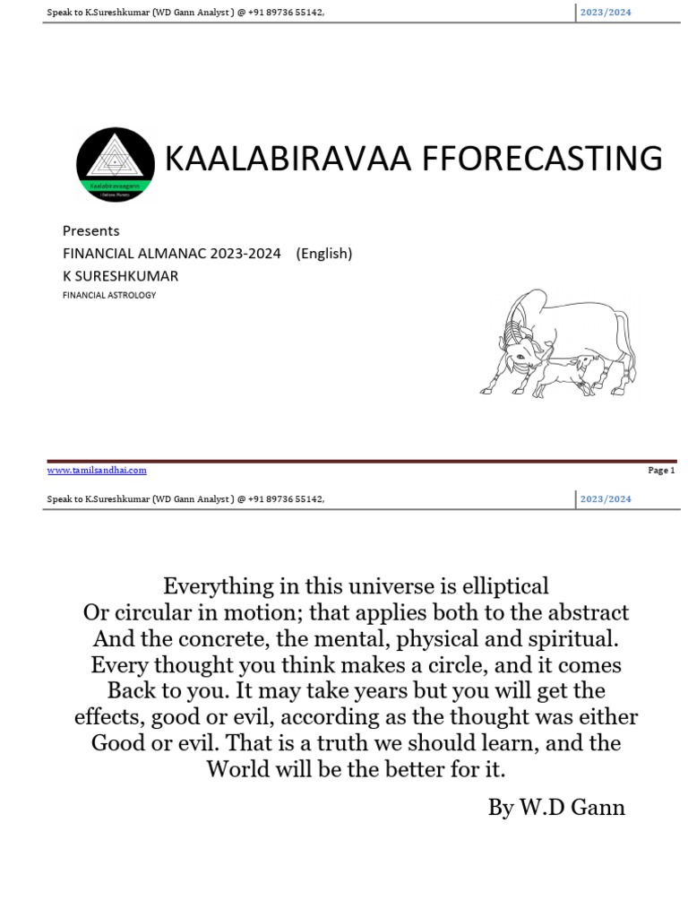 01 Almanac English Kaalabiravaa2023 24 | PDF | Planets In Astrology ...